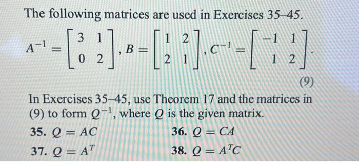 Solved The following matrices are used in Exercises 35−45. | Chegg.com