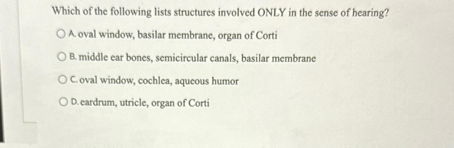 Solved Which of the following lists structures involved ONLY | Chegg.com