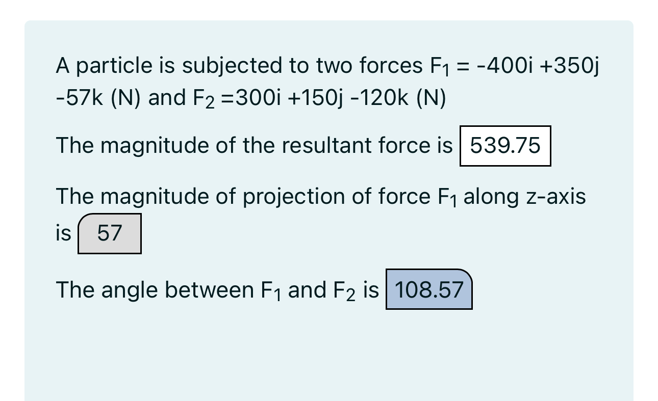 Solved A particle is subjected to two forces | Chegg.com