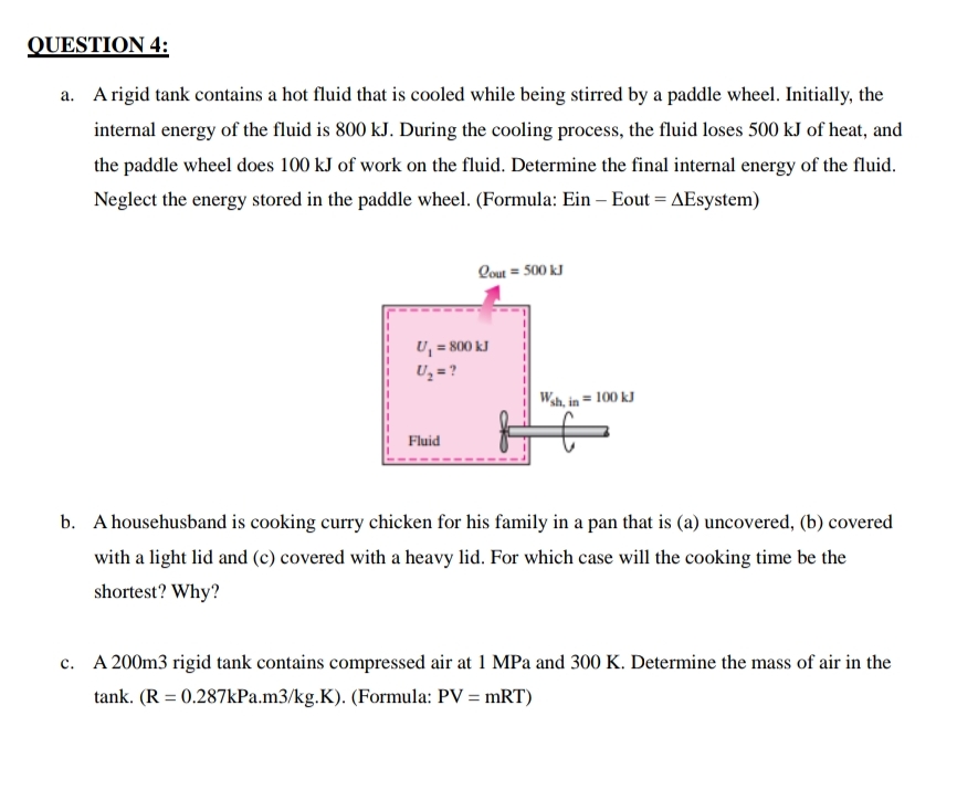 Solved QUESTION 4:a. ﻿A rigid tank contains a hot fluid that | Chegg.com