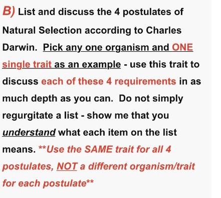 Solved B) List and discuss the 4 postulates of Natural | Chegg.com