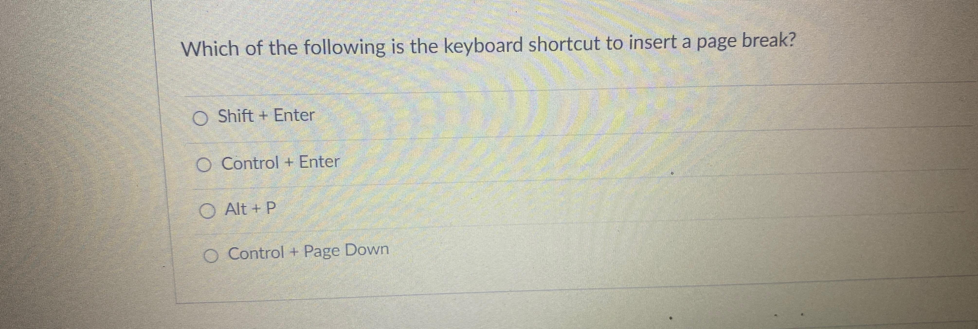 Solved Which of the following is the keyboard shortcut to | Chegg.com