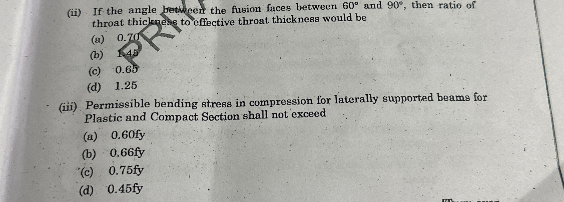 Solved (ii) ﻿If the angle between the fusion faces between | Chegg.com