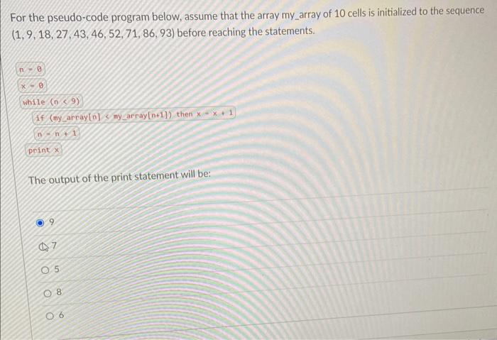 Solved For The Pseudo Code Program Below Assume That The 