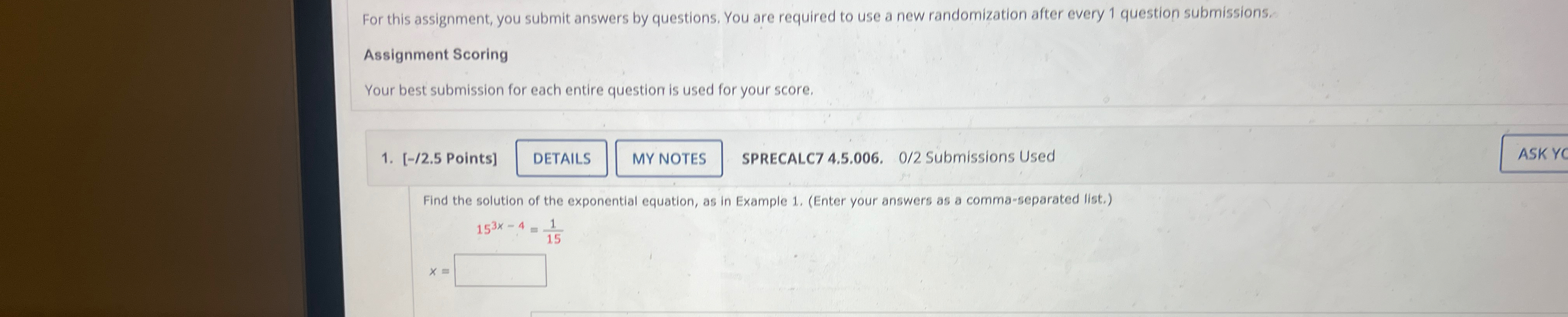 Solved For this assignment, you submit answers by questions. | Chegg.com