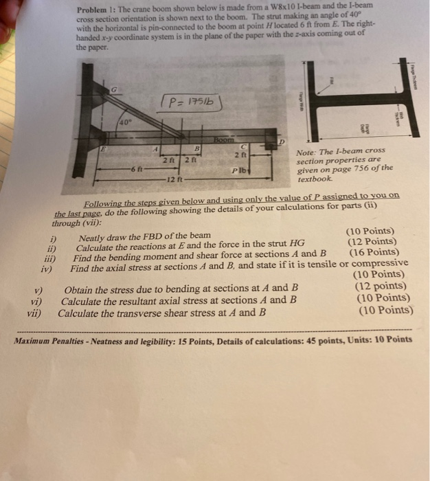 Solved Problem 1: The crane boom shown below is made from a | Chegg.com