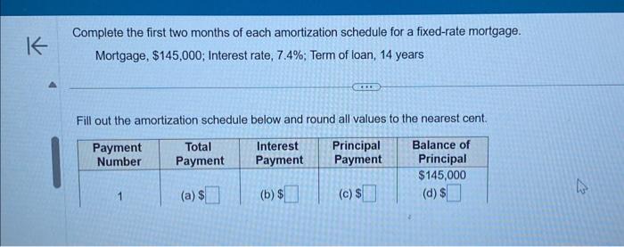 Solved Complete the first two months of each amortization | Chegg.com