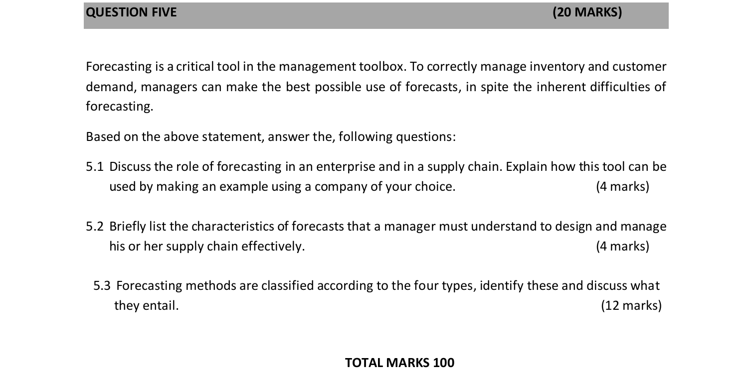 Solved supply chain management read the scenario and | Chegg.com