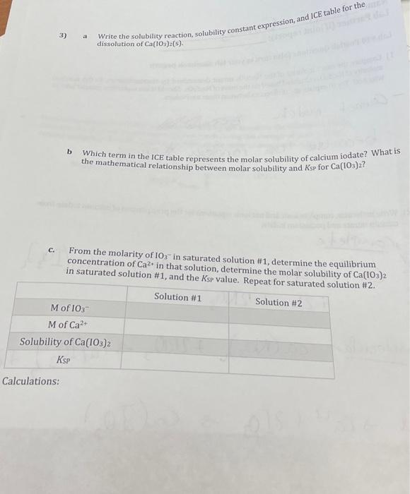 3) a Write the solubility reaction, solubility | Chegg.com
