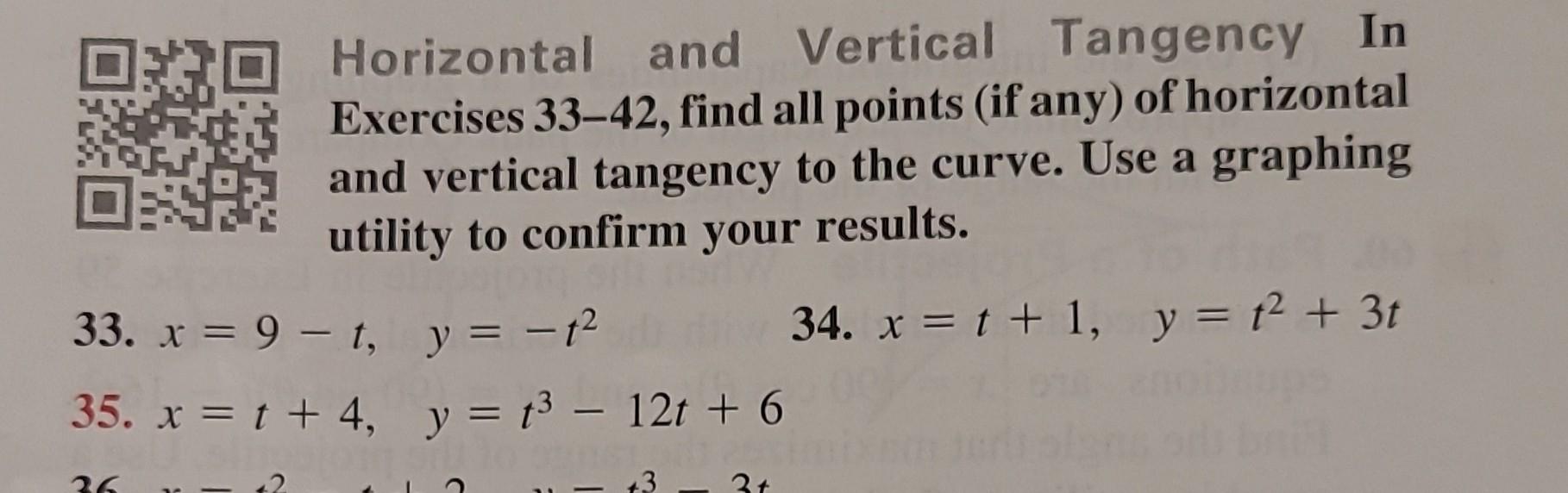 Solved Horizontal and Vertical Tangency In Exercises 33-42, | Chegg.com