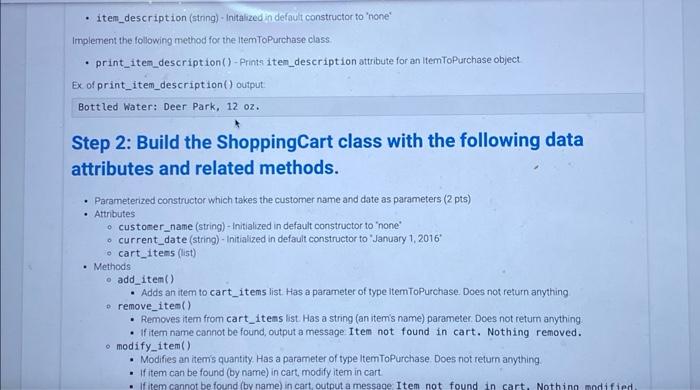 Solved Step 1: Extend the ItemToPurchase class to contain a | Chegg.com