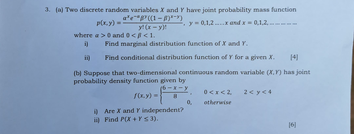 Solved A ﻿two Discrete Random Variables X ﻿and Y ﻿have 5972