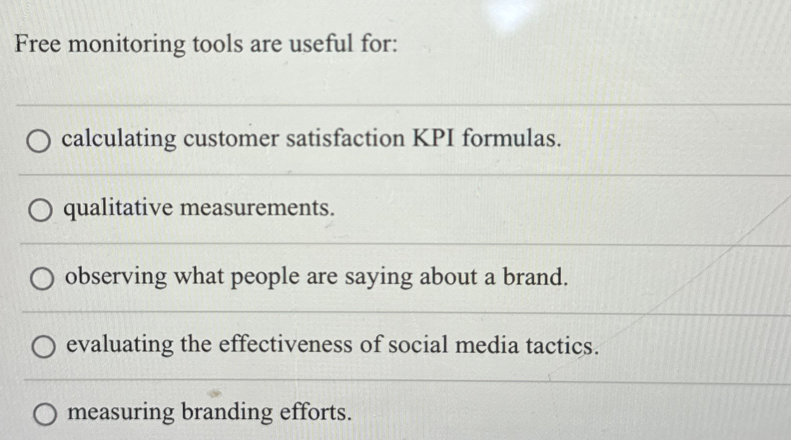 Solved Free monitoring tools are useful for:calculating | Chegg.com