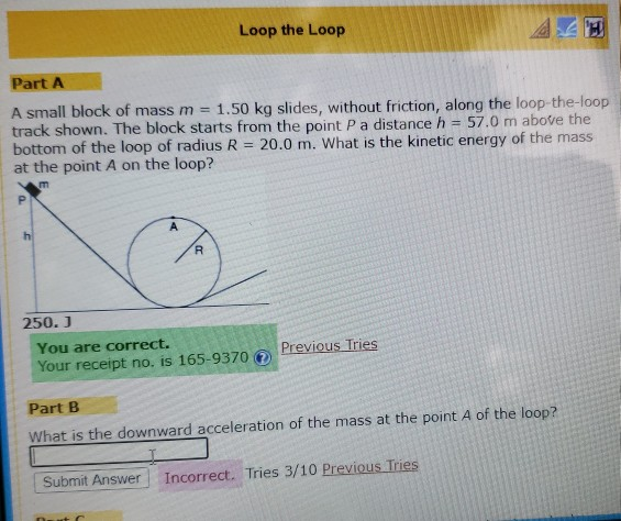 Solved Loop the Loop Part A A small block of mass m = 1.50 | Chegg.com