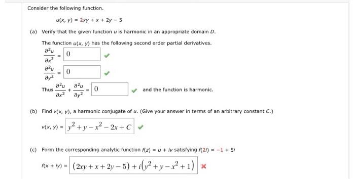 Solved Consider the following function. u(x,y)=2xy+x+2y−5 | Chegg.com