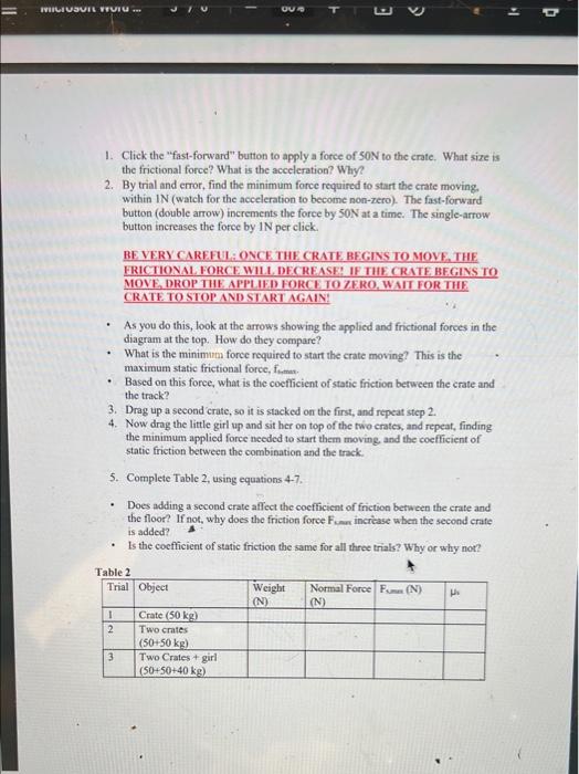 Solved Part 3: Kinetic Frictional Force. 1. Hit reset, and | Chegg.com