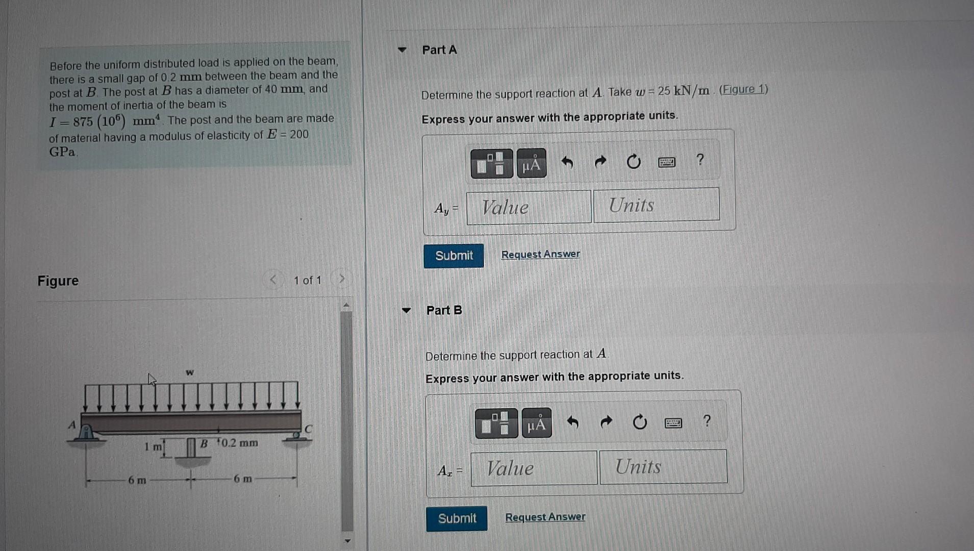 Solved Before the uniform distributed load is applied on the | Chegg.com