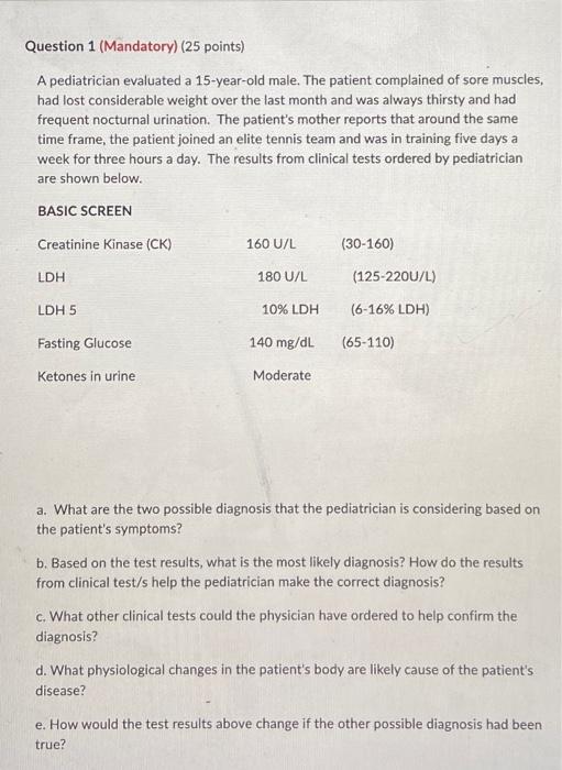 Solved Question 1 (Mandatory) (25 points) A pediatrician | Chegg.com