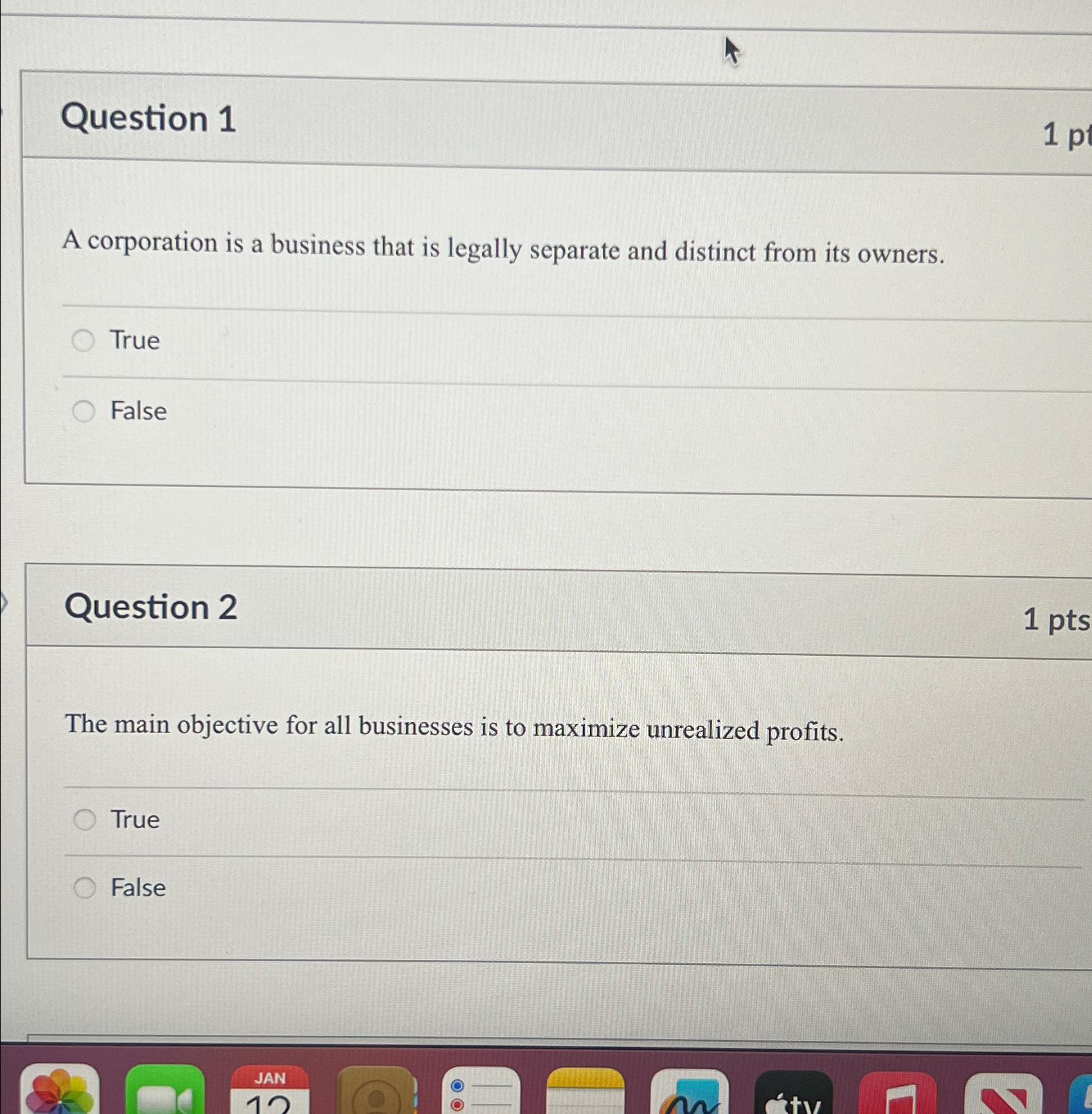 Solved Question 1A corporation is a business that is legally | Chegg.com