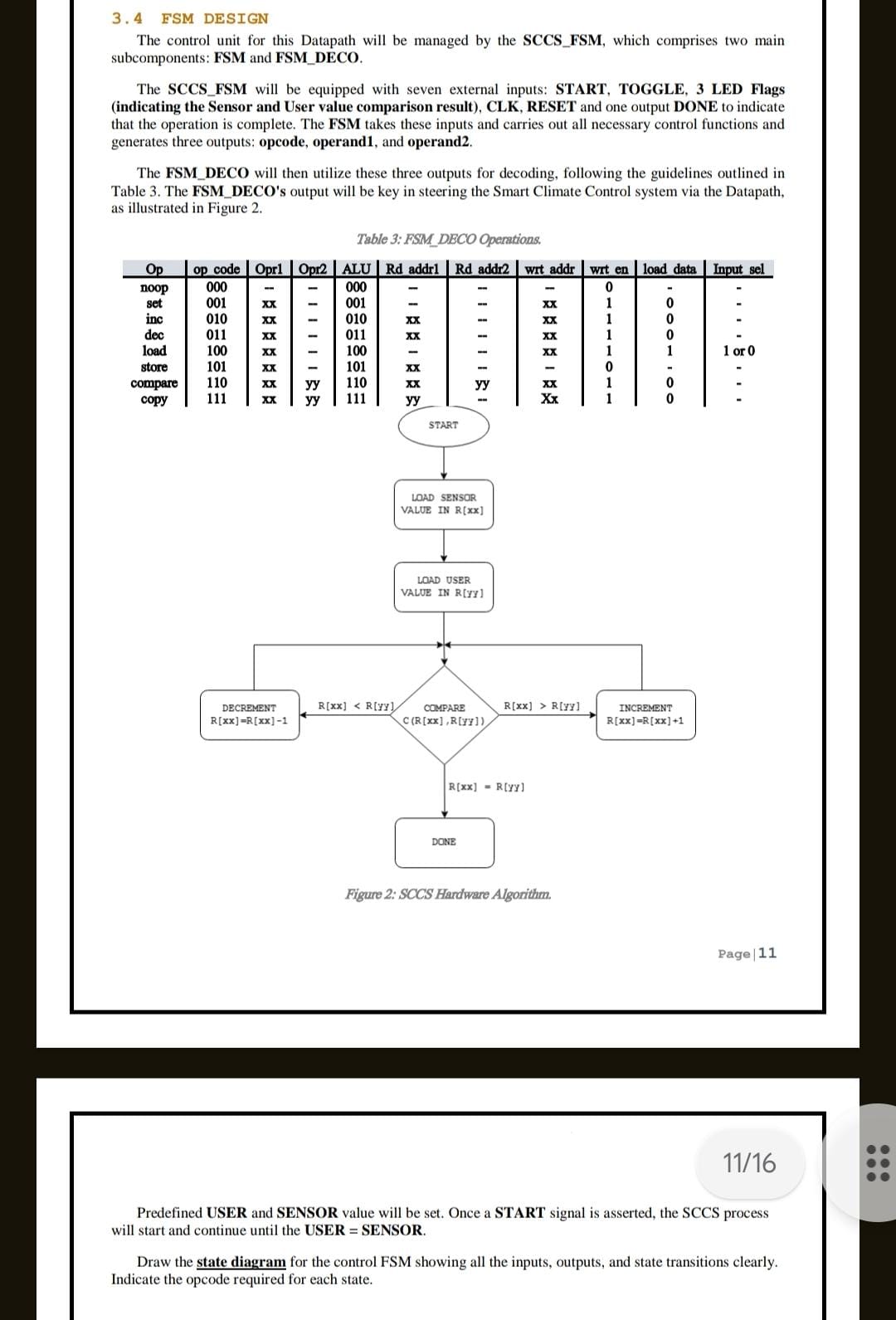 Draw the State diagram 3.4 ﻿FSM DESIGNThe control | Chegg.com