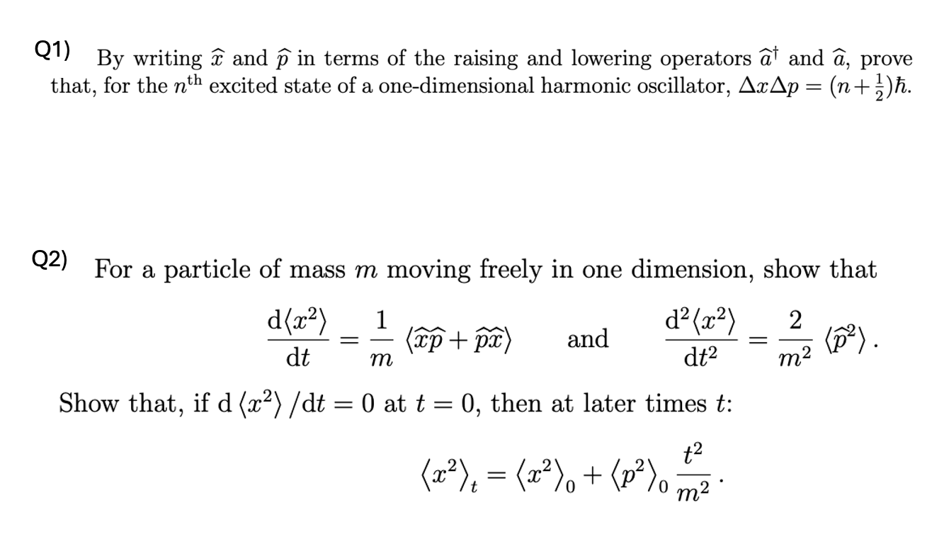 topic: Quantum mechanicsPlease solve these two | Chegg.com