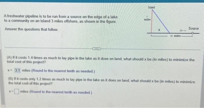 Solved A freshwater pipeline is to be run from a source on | Chegg.com