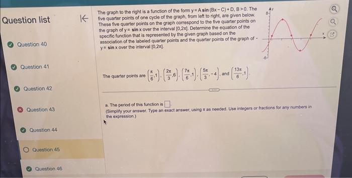 Solved Question list Question 40 Question 41 Question 42 | Chegg.com