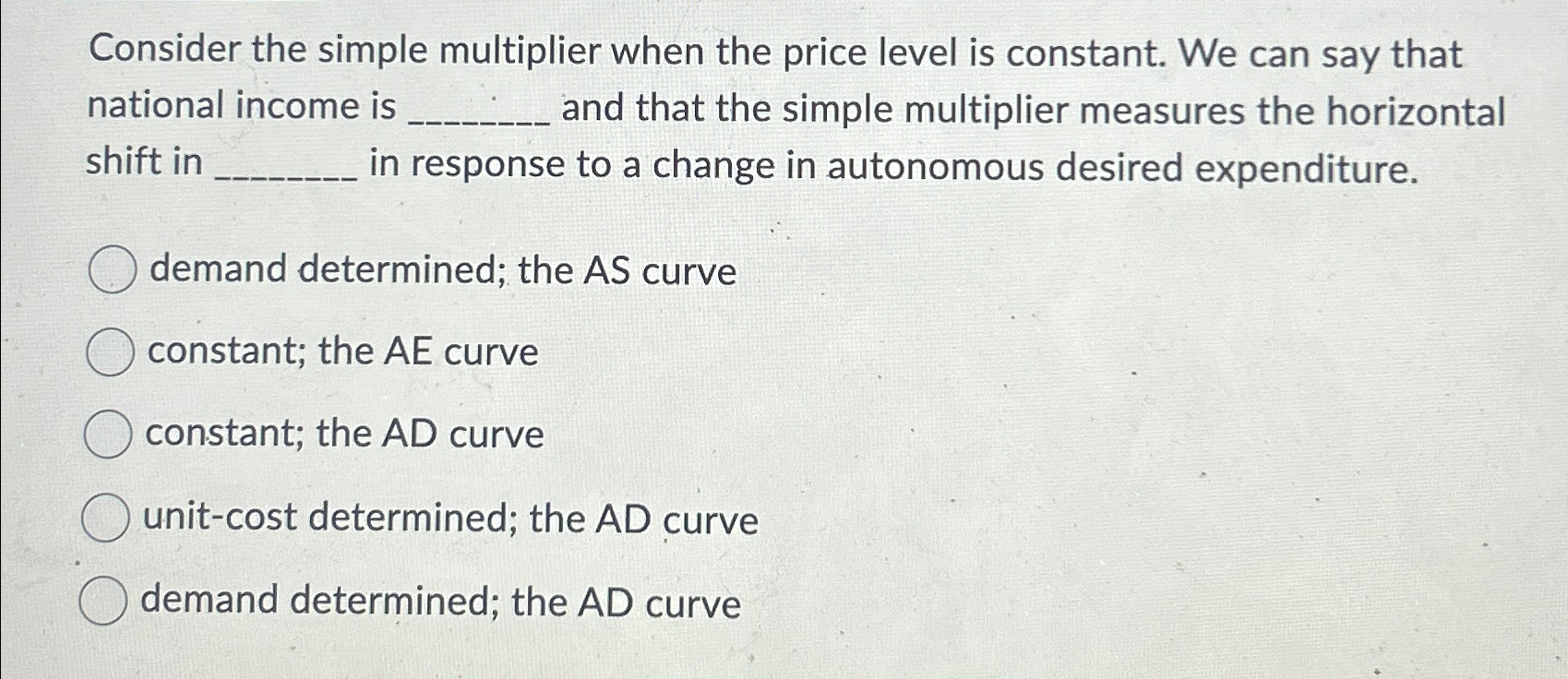 Solved Consider the simple multiplier when the price level | Chegg.com