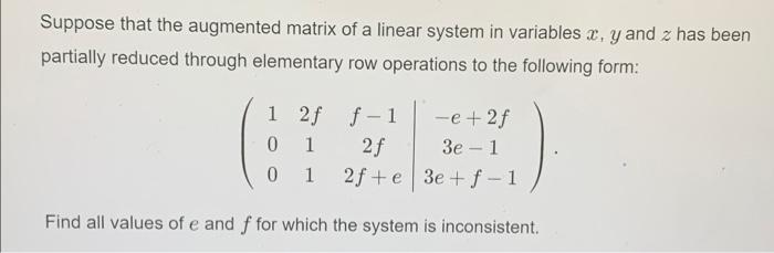 Solved Suppose that the augmented matrix of a linear system | Chegg.com
