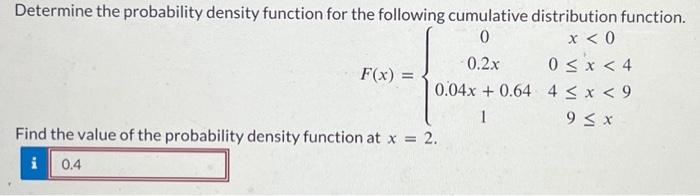 Solved Determine the probability density function for the | Chegg.com