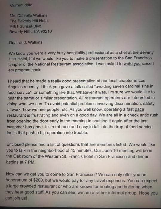 The following letter from a program chair strives to | Chegg.com