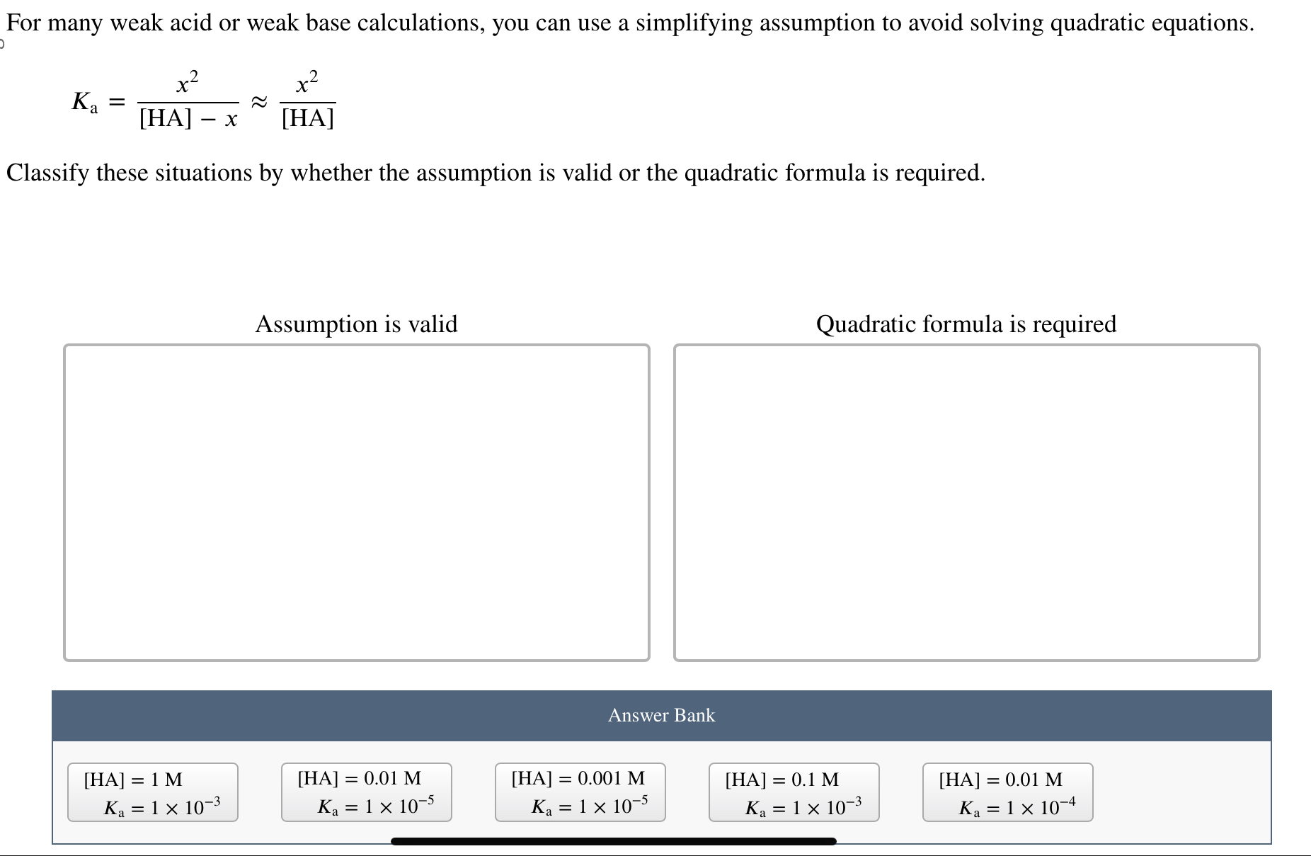 Solved For many weak acid or weak base calculations, you can | Chegg.com