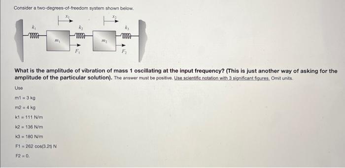 Solved Consider a two-degrees-of-freedom system shown below. | Chegg.com