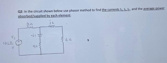 Solved Q2: In the circuit shown below use phasor method to | Chegg.com