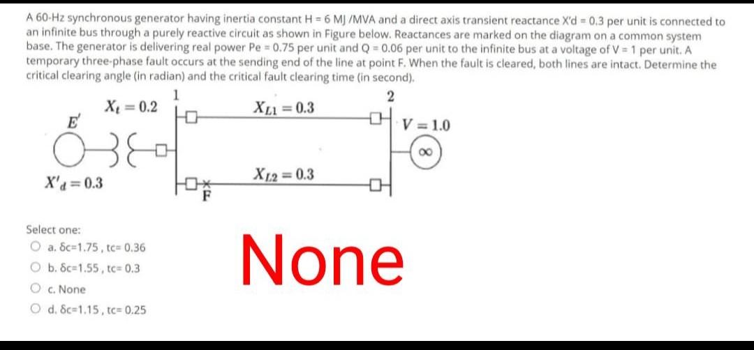 Solved A 60−Hz synchronous generator having inertia constant | Chegg.com