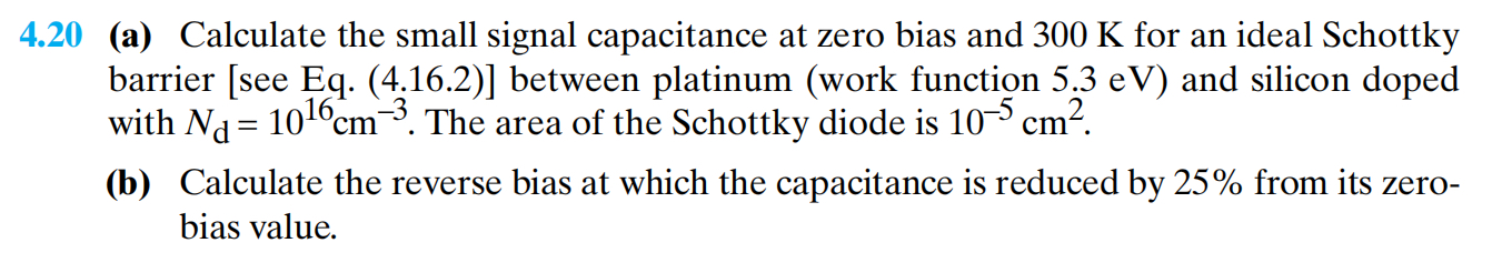 Solved 4.20 (a) ﻿Calculate the small signal capacitance at | Chegg.com