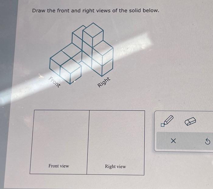 Draw the front and right views of the solid below. | Chegg.com