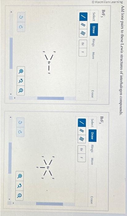Solved Add lone pairs to these Lewis structures of | Chegg.com