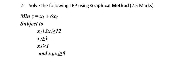 Solved 2- Solve the following LPP using Graphical Method | Chegg.com