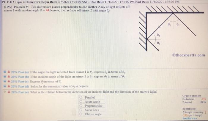 Solved PHY 112 Topic 4 Homework Begin Date: 9/7/2020 | Chegg.com
