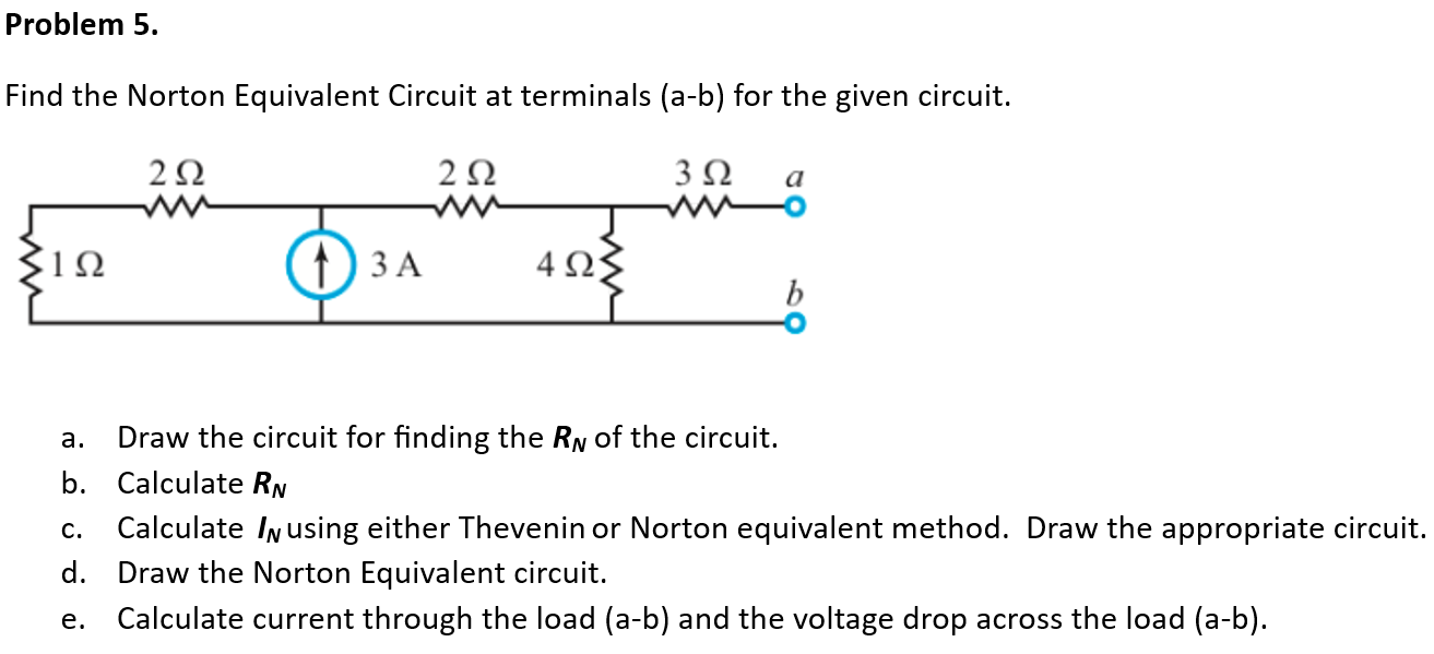 Solved Problem 5.Find the Norton Equivalent Circuit at | Chegg.com