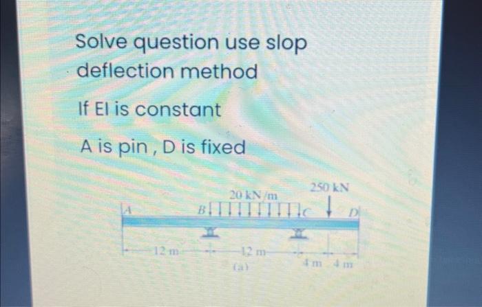 Solved Solve question use slop deflection method If El is | Chegg.com Solved Solve question use slop deflection method If El is | Chegg.com