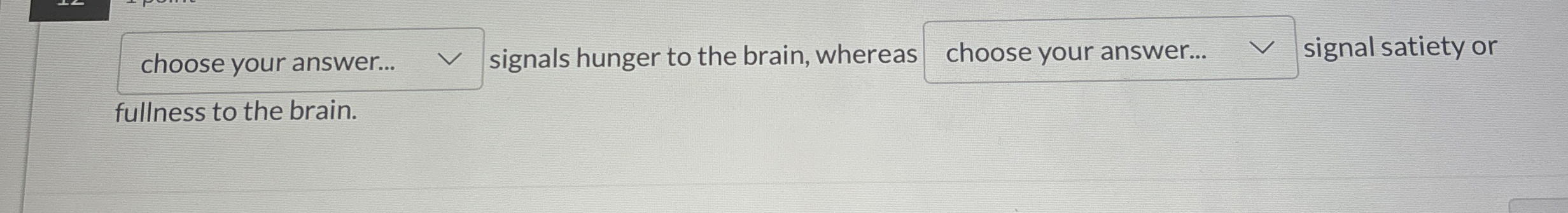 Solved choose your answer... signals hunger to the brain, | Chegg.com