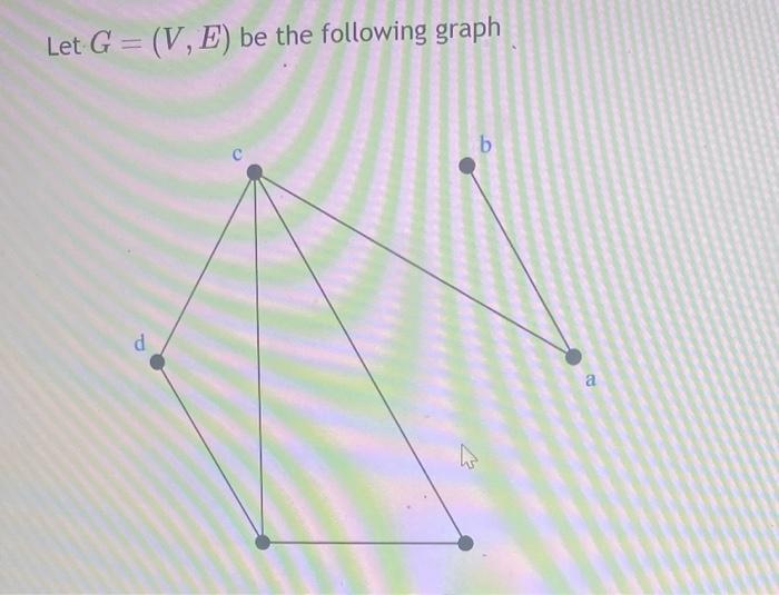 Solved Let G=(V,E) be the following graphFind the order of | Chegg.com