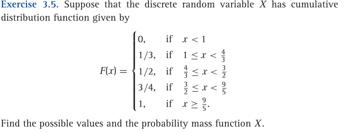Solved Exercise 3.5. ﻿Suppose that the discrete random | Chegg.com
