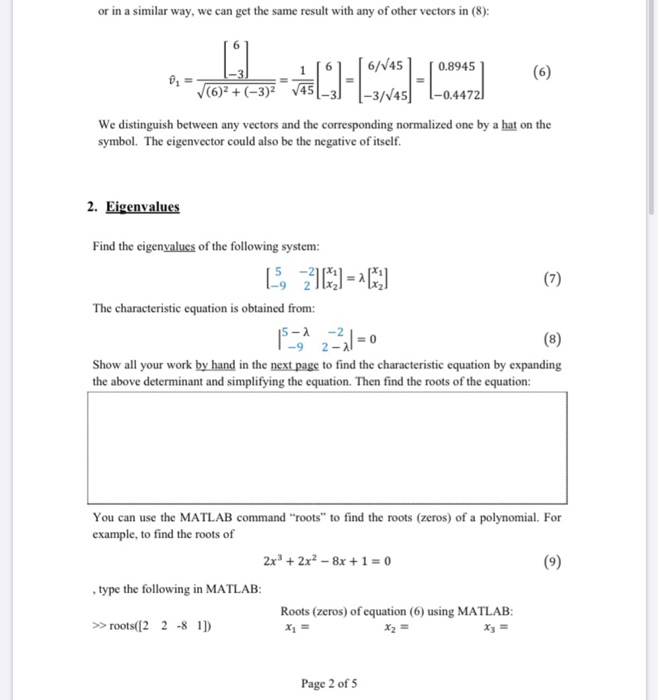 Solved Eigenvalues & Eigenvectors 1. Definition of | Chegg.com
