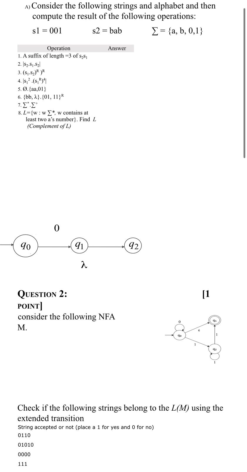 Solved (q 1) (a) ﻿Consider the following strings and | Chegg.com