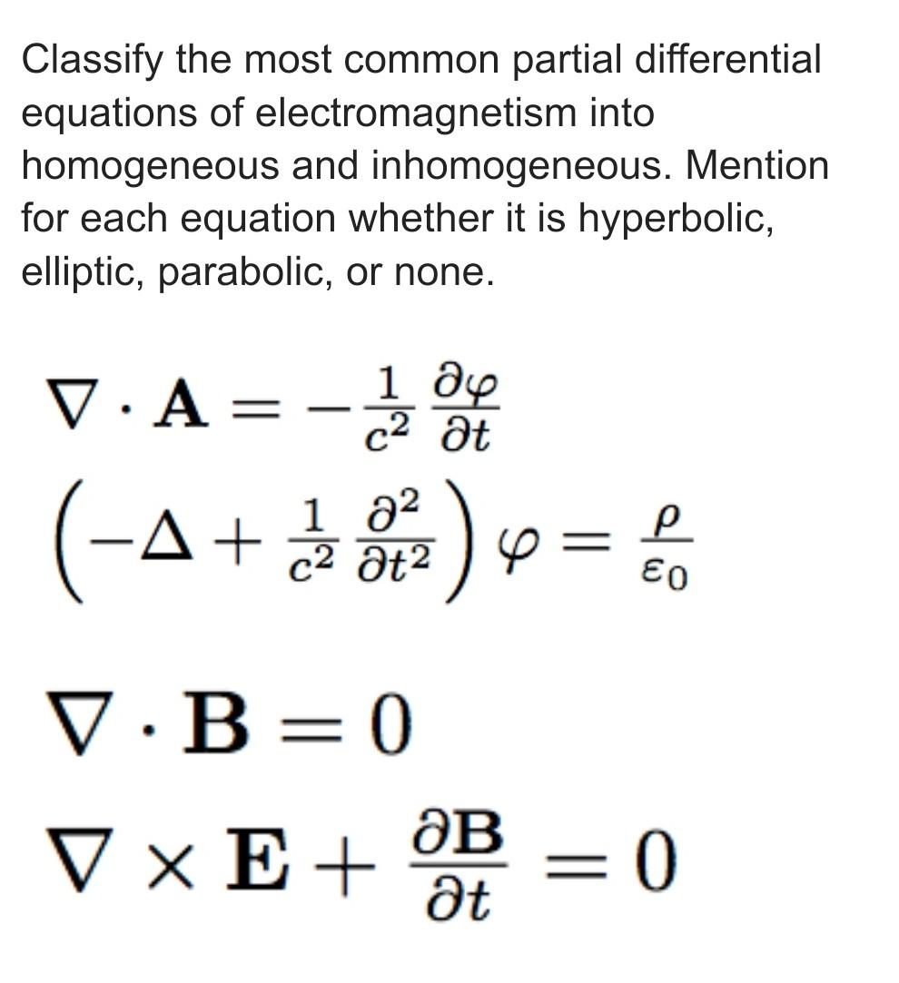 Solved Classify the most common partial differential | Chegg.com