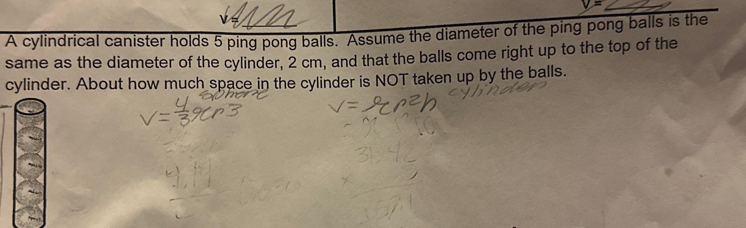Solved A cylindrical canister holds 5 ﻿ping pong balls. | Chegg.com