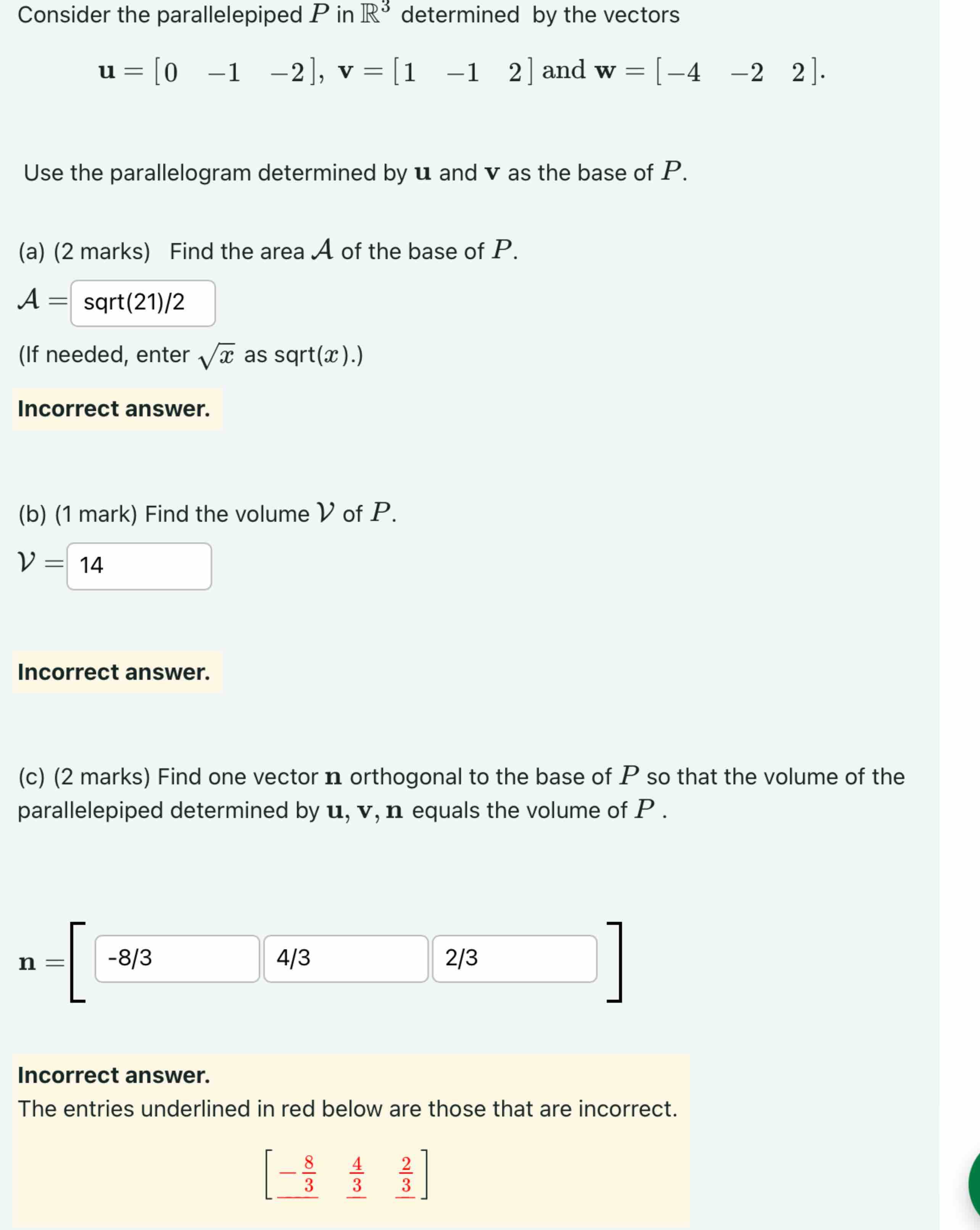 Solved Consider the parallelepiped P ﻿in R3 ﻿determined by | Chegg.com